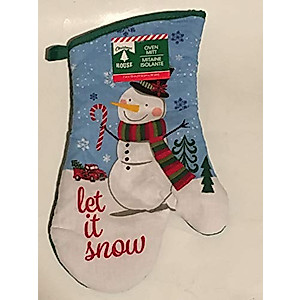 3 Piece Set - Christmas Holiday Kitchen Oven Mitt & One Set of 2 Pot Holders (Snow Man)