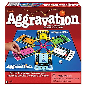 Aggravation With Retro Artwork by Winning Moves Games USA, the Classic Marble Race Game, Great For Kids, for 2 to 6 Players, Ages 6+