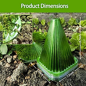 25 Pack Garden Cloches for Plants - Reusable Plant Bell Cover Outdoor with 50 Tent Stakes Protect Plants from Birds, Squirrels, Frost, Hail. (Green)