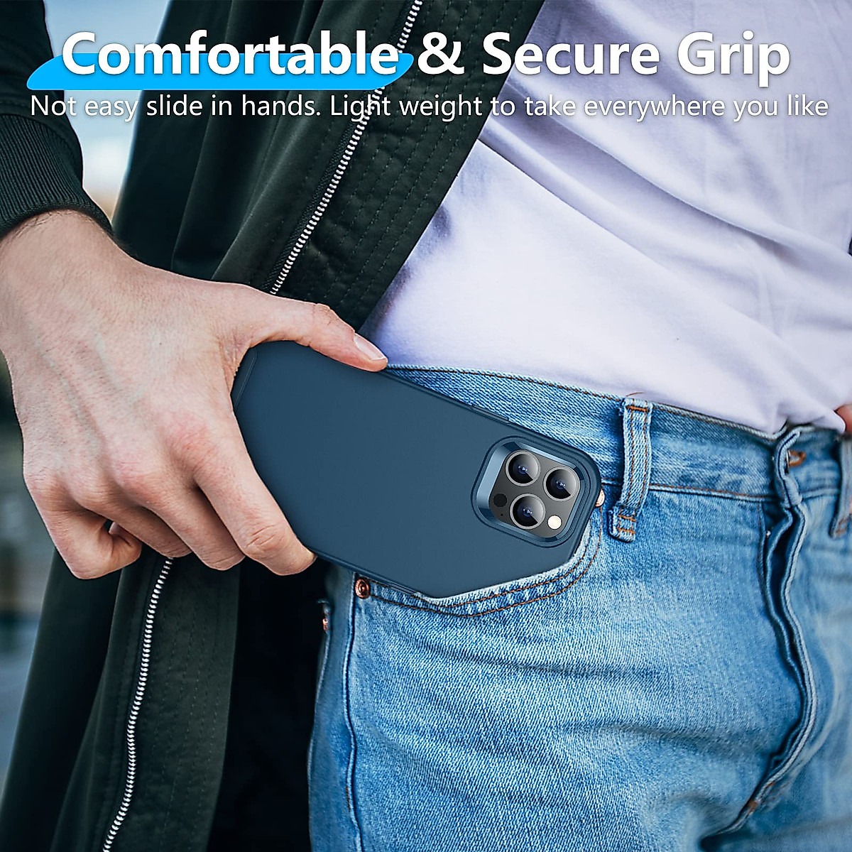 Red2Fire for iPhone 13 Pro Max Case, [Shockproof] [Dropproof] [Dust-Proof] with [2 Pack Tempered Glass Screen Protector] Protective Phone Case for iPhone 13 Pro Max -6.7 inch Blue