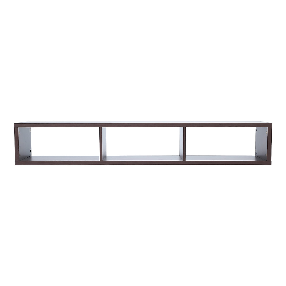 DHHU 60" Shallow, Modern Wall Mounted Floating TV Stand with 3 Open Compartments, Wooden Entertainment Center Media Console Storage Shelf, Holds up to 120 lbs, Walnut