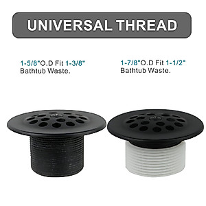 Matte Black Trip Lever Tub Trim Kit Set with 2-Hole Overflow Faceplate,Welsan Trip Lever tub Drain with Strainer, Universal Fine Replacement Overflow and Matching Screws?No Putty Installation?Black?