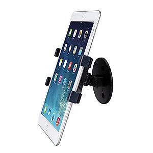 AboveTEK iPad Wall Mount, Swivel 360° Rotating Tablet Holder Two Brackets to Fit 6-13" Tablets, Horizontal/Vertical Tilt iPad Arm for Flexible Viewing Angles in Kitchen Showroom Retail Store (Black)