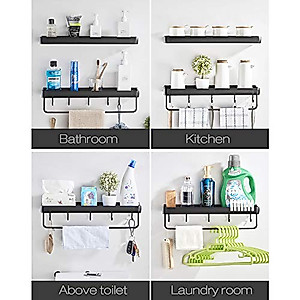 Lancher 2-Pack Bathroom Shelf (No Drilling) Shower Rack with Towel Bar 16" Shower shelf with Tower hooks Shower Caddy Bathroom Rack Bath Rack - Black