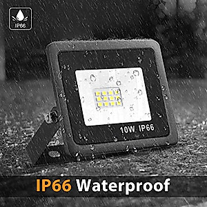 10W LED Flood Lights Outdoor, IP66 Waterproof Security Lights Fixture, 6500K Hardwired Wall Lamp, 700Lm Ultra Thin Work Light, 120° Beam Angle LED Exterior Floodlight for Garden Yard Patio