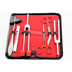 6 Pcs Reflex Percussion Taylor Hammer Penlight Tuning Fork C 256 C 512 Bandage Scissors 5.5 Inches Hemostat Forceps 5.5 Inches Cynamed