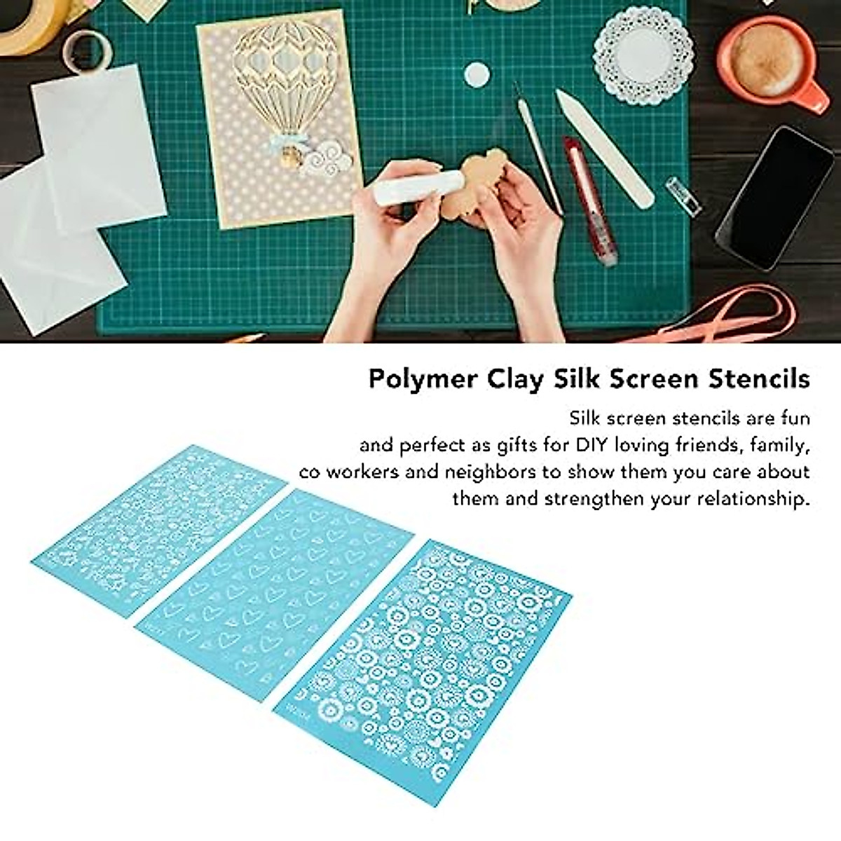 Polymer Clay Silk Screen Stencils, Exquisite Pattern Silkscreen Print Kit for Printing on Clay (202, 204, 217)