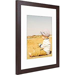 Golden State Art, 11x14 Picture Frame with Mat for 8x10 - High Definition Glass Wall Mounting Horizontal Vertical Display (Brown, 2 Pack)