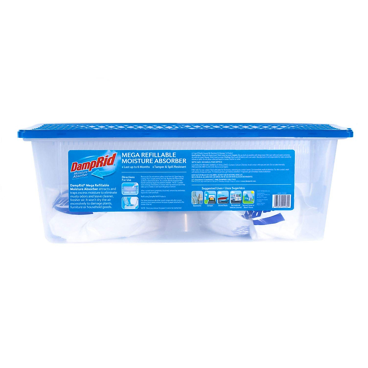 DampRid - Fragrance Free Mega Refillable Moisture Absorber - (5 lb.) - Traps Moisture in Basements & Large Areas for Fresher, Cleaner Air