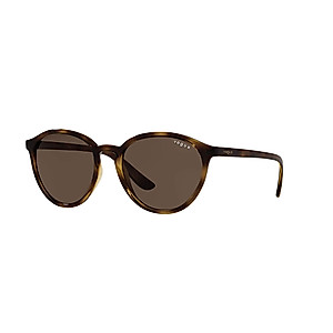 Vogue Eyewear Women's VO5374SF Low Bridge Fit Round Sunglasses, Dark Havana/Dark Brown, 55 mm
