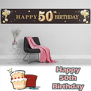 PAKBOOM Happy 50th Birthday Backdrop Black Photo Background Banner Cheers to 50 Years Old Decorations Party Supplies