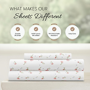 Linen Market 3 Piece Twin Bedding Sheet Set (Pink Floral) - Sleep Better Than Ever with These Ultra-Soft & Cooling Bed Sheets for Your Twin Size Bed - Deep Pocket Fits 16" Mattress