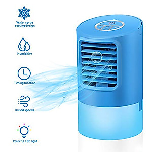 IMIKEYA Portable Air Conditioner- 4 in 1 Mini Air Conditioner Fan Personal Air Conditioner Evaporative Air Cooler 3 Speeds Small Portable Cooler Quiet Desk Cooling Fan for Home Office Christmas Gift