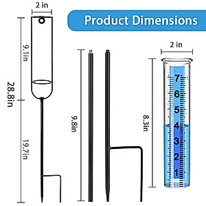Richene Rain Gauge Upgrade, 7" Freeze-Proof Glass Rain Gauge Outdoor, Large Clear Numbers and Adjustable Height - Stylish and Practical Rain Measuring Tool for Garden, Lawn, Patio, and Farm Use