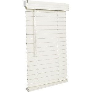 LOTUS & WINDOWARE Cordless 2-inchFaux Wood Blind 11" Wide x 72" Long,(Soft White-Antique White),Smooth, Room Darkening, Horizontal Blinds for Living Room, Bedroom, Interior Door Windows