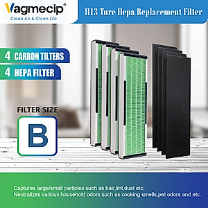 4 Pack FLT4825 True HEPA Filter B Replacement Compatible for G-guardian Models AC4825 AC4850PT AC4900CA AC4820 PureGuardian AP2200CA Plus 4 Carbon Filter