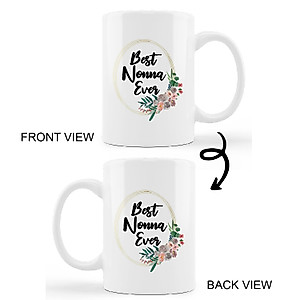 kunlisa Best Nonna Ever Floral Mug Cup,Best Grandma Ceramic Mug-11oz Coffee Milk Tea Mug Cup,Farmhouse Home Decor,Grandmother Grandma Nonna Birthday Mother's Day Gifts From Grandson Granddaughter
