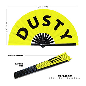 Dusty hand fan foldable bamboo circuit hand fan funny gag slang words expressions statement gifts Festival accessories Rave handheld Circuit event fan Clack fans (Yellow)