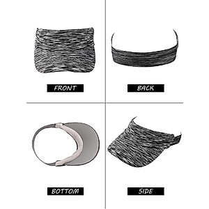 6 Pieces Sport Sun Visor Hat Athletic Visor Cap Adjustable Stretch Band Visor Hat Quick Dry Hat with Sweatband for Women Men Running Jogging Golf Tennis Cycling