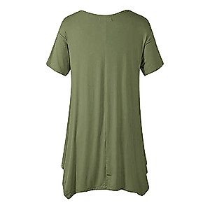 Europe and The United States Large Size Women's Medium Length Short Sleeve T Shirt Loose Round Neck Solid Color