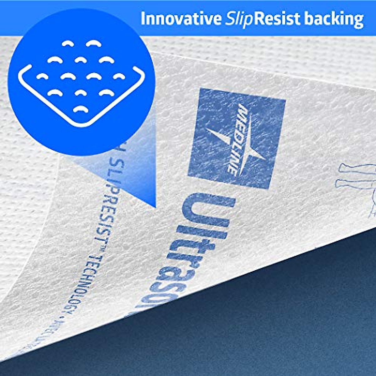 Medline Ultrasorbs Advanced Premium Disposable Underpads with SlipResist Technology, 30" x 36", 70 Count