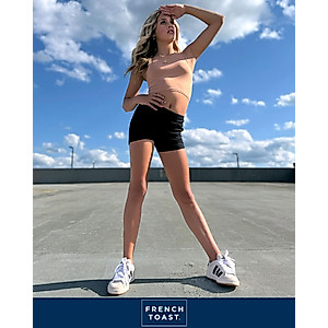 French Toast Girls Biker Shorts - 3 Pack Under Shorts for Uniforms, Skirts, Dresses - Dance Cartwheel Shorts for Girls (4-16), Size Large, White/Black/Khaki