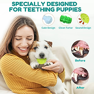 Puppy Chew Toys for Teething, Dog Chew Toys 6 Pack, Squeaky Dog Toy, Small Dogs Chew Toys, Puppies Teething Toys for Teeth Cleaning & Gum Massage, Anxiety Relief Interactive Dog Toys (6 Pack)