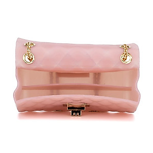 Olivia Miller Women's Fashion Finn PVC Jelly Pink Gradient Pattern Small Crossbody Bag w Convertible Strap, Evening Everyday Casual Work Purse Handbag