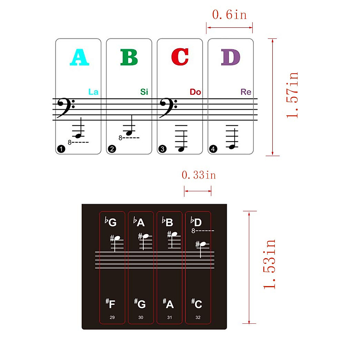 Piano Stickers for Keys, Yalloy Colorful Piano Keyboard Stickers for 88 61 54 49 Full Set Stickers Removable and Transparent, Leaves No Residue, Ideal for Piano Beginners Learning Piano or Keyboard