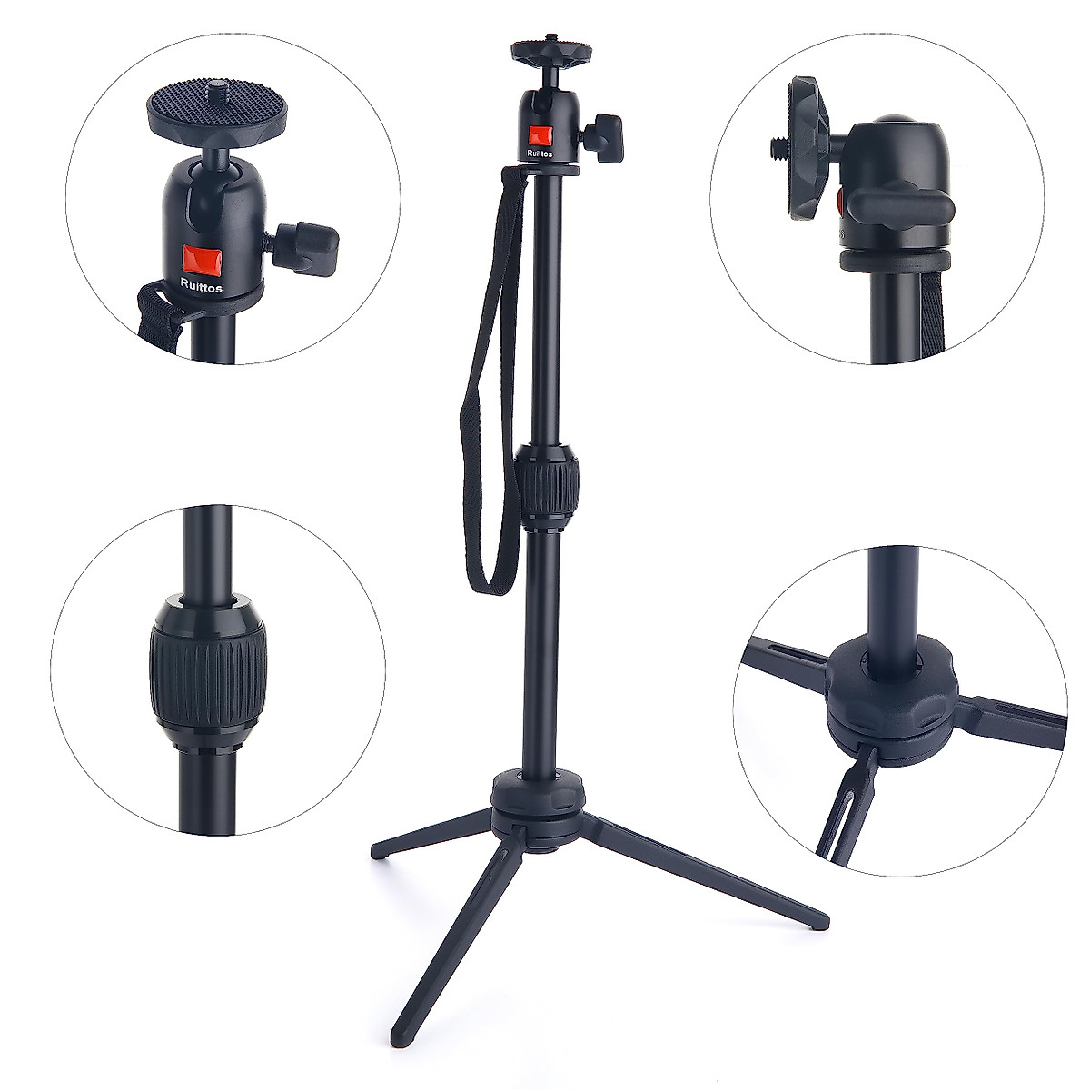 Tripod Stand Compatible with Anker Nebula Capsule Series, Universal Mini Camera Tripod, Aluminum Alloy Portable Projector Stand for Capsule, Capsule Max, and Capsule II with Swivel Ball Head