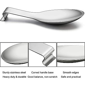 Stainless Steel Spoon Rest,Spoon Holder for Stove Top,Spatula Ladle Holder,Heavy Duty,Utensil Spoon Rest for Kitchen Counter,Dishwasher Safe 3.8 x 9.4 Inch(Silver Color 1PC)
