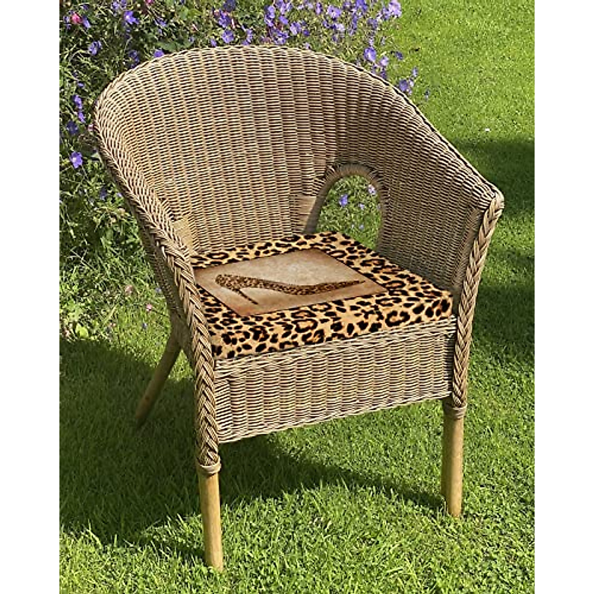 Leopard Print Chair Cushion Covers, Removable Stretch Non-Slip Chair Seat Covers, Washable Elastic Furniture Slipcovers Protector Indoor Outdoor Use 2 Pieces, Brown Animal Texture High Heels