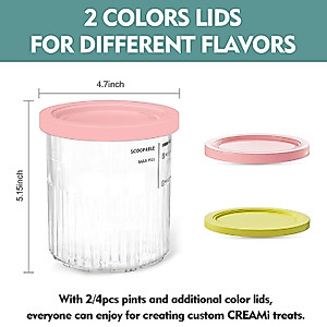 AFDLLDQM 24 oz. Extra Pint | Containers Replacement for Ninja Creami Pints and Lids - 4 Pack, Compatible with Ninja NC500, NC501 Series Creami Deluxe Ice Cream Maker - Dishwasher Safe