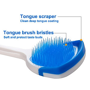 Tongue Brush, Tongue Scraper, Tongue Cleaner Helps Fight Bad Breath, 3 Tongue Scrapers, 3 Pack (Black & Blue & Green)