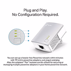 TP-Link AV600 Powerline Ethernet Adapter - Plug&Play, Power Saving, Nano Powerline Adapter, Expand Home Network with Stable Connections (TL-PA4010 KIT)