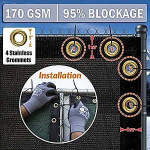 ShadeMart 8' x 50' Black Fence Privacy Screen Windscreen Shade Fabric Cloth HDPE, 90% Visibility Blockage, with Grommets, Heavy Duty Commercial Grade, Cable Zip Ties Included (We Customize Size)