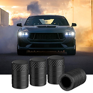 UGSHY 4 PCS Tire Valve Stem Caps for Car, Alloy Tire Valve Cap Set, Universal for Cars Trucks Motorcycles SUVs (Black)