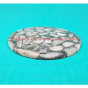 18" Inch Round Brown Grey Agate Coffee Table with Hair Pin Style Metal Base, Agate Table, Stone Coffee Table, Agate Table Top, Agate Round Coffee Table, Agate Side Table Home Decor