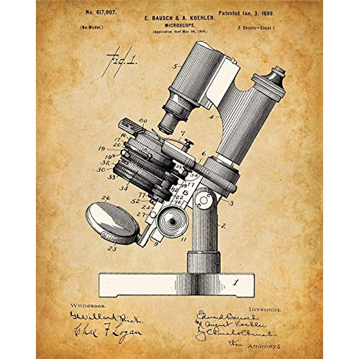 Original Science Lab Equipment Patent Prints - Set of Four Photos (8x10) Unframed - Makes Great Classroom Laboratory Decor and Gift Under $20 for Scientists Chemistry Decor