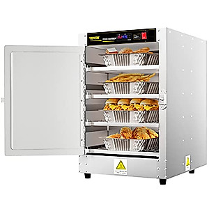 VEVOR Hot Box Food Warmer, 16"x22"x24" Concession Warmer with Water Tray, Four Disposable Catering Pans, Countertop Pizza, Patty, Pastry, Empanada, Concession Hot Food Holding Case, 110V UL Listed
