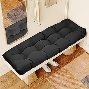 Alurzio Bench Cushion for Outdoor Indoor Furniture, 51.2X19.7Inches,1pc Set, Window Seat Cushions,Thick Recliner Chair Patio Bench Cushion, Machine Washable and Dryer, Waterproof and Durable,Black