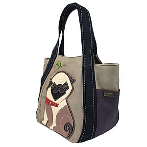 Chala Pug Carryall Zip Tote Handbag, Pug Lovers Pug Mom