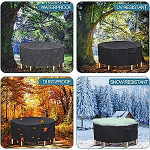 Iptienda Patio Furniture Covers, Round Patio Table and Chairs Set Cover Outdoor Duck Covers Furniture Cover Waterproof 90" D x 43" H