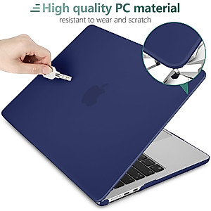 Yebiseven Case for MacBook Air 15 inch 2024 2023 Released A3114 M3/A2941 M2, Laptop Hard Shell Case with Keyboard Cover & Trackpad Protector Cover & OTG Adapter & Camera Cover, Matte Navy Blue