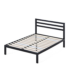 ZINUS Mia Metal Platform Bed Frame with Headboard / Wood Slat Support / No Box Spring Needed / Easy Assembly, King, Black