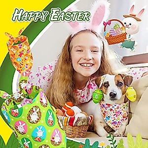 14 Pieces Easter Dog Bandanas Set Egg Bunny Rabbit Triangle Dog Scarf Bib Holiday Seasonal Dog Bandana Washable PET Kerchief Spring Bandana Dog Scarf for Medium to Large Dogs Cats