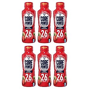 Fairlife Core Power 26g Protein Milk Shakes, Strawberry Banana, Made with Canadian Milk, 414mL/14 fl. oz. (Pack of 6) Shipped from Canada