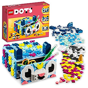 LEGO DOTS Creative Animal Drawer Building Toy 41805, Buildable Treasure Box, Jewelry Box, Desk Caddy, Storage Box, Arts and Crafts DIY Toy Mosaic Making Kit for Creative Kids Boys Girls Age 6+