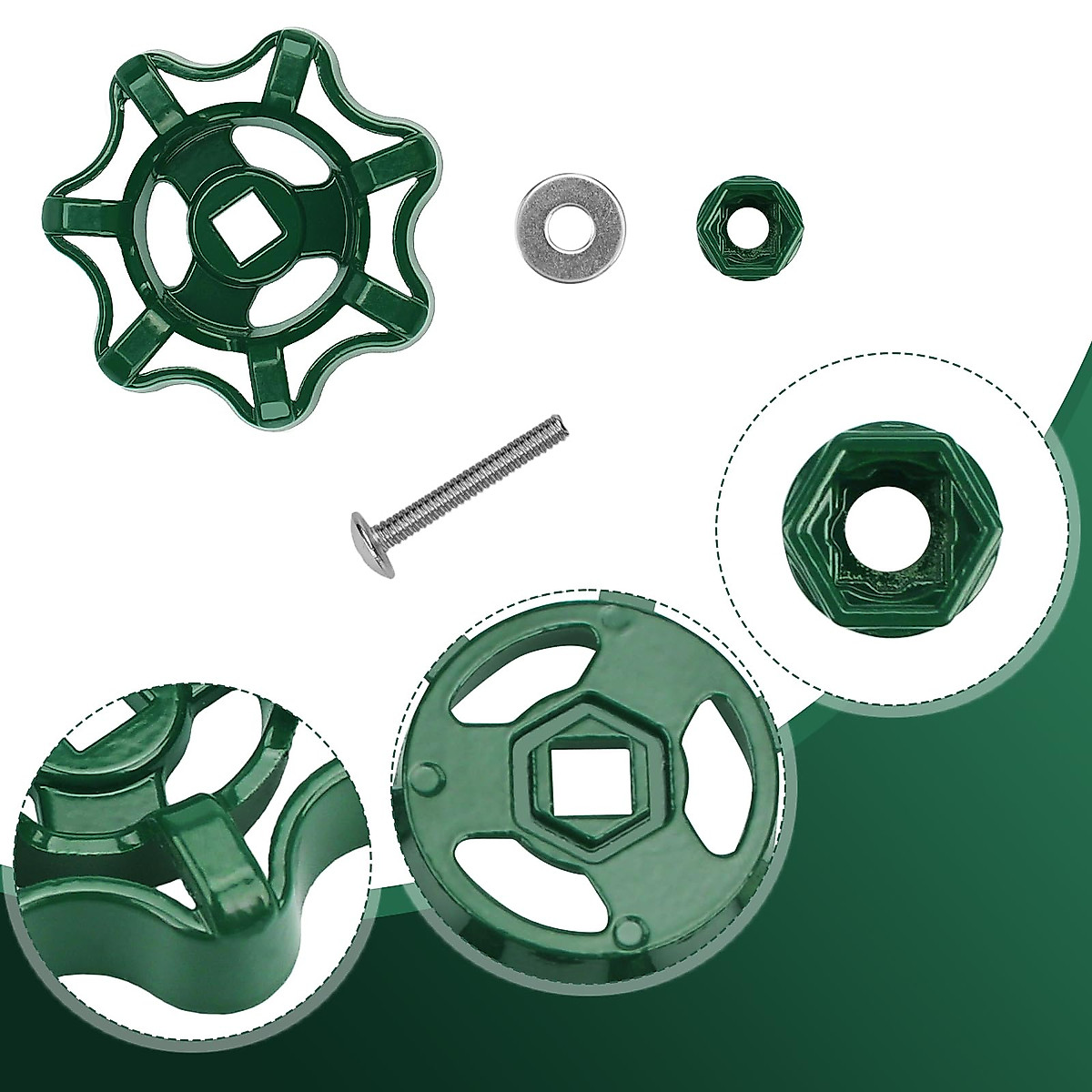 VIDABTE Outdoor Faucet Water Spigot Handle, Hose Bibb Round Wheel Handle Replacement Compatible with Danco 10006, 10006 Hose Bibb Handle (0.26'' Square Stem)