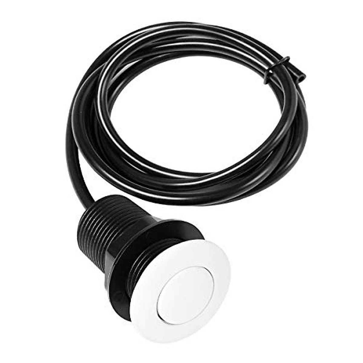 CLEESINK Air Activated Switch Button with Air Hose, Sink Top White Push Button for Food Waste Garbage Disposal Part (Short, 2 Inch)